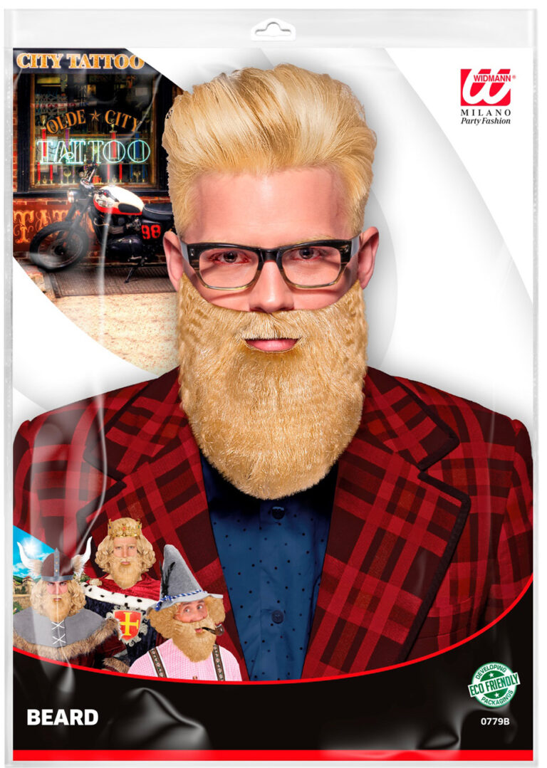 Barbe Blonde de Déguisement – Avec Moustache et Élastiques