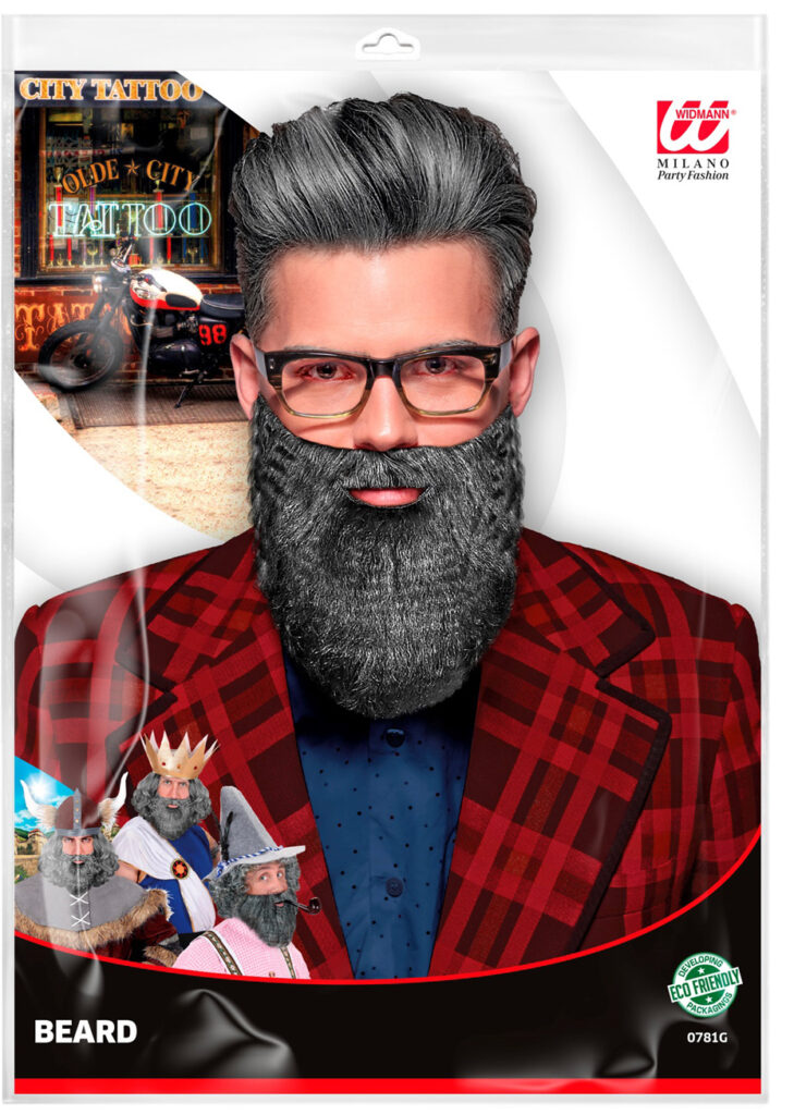 Barbe Grise Poivre et Sel – Mi-Longue, avec Élastiques