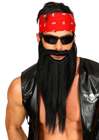 Barbe Noire Longue – Lisse, avec Élastiques