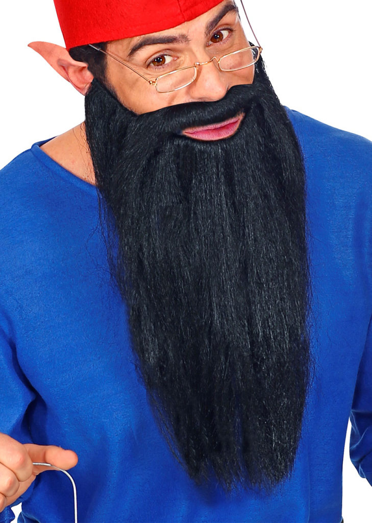 Barbe Noire Longue – Lisse, avec Élastiques