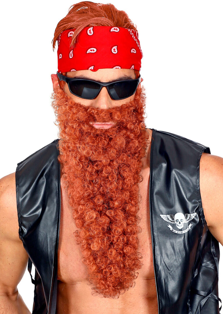 Barbe Rousse Volumineuse – Longs Poils Frisés avec Moustache