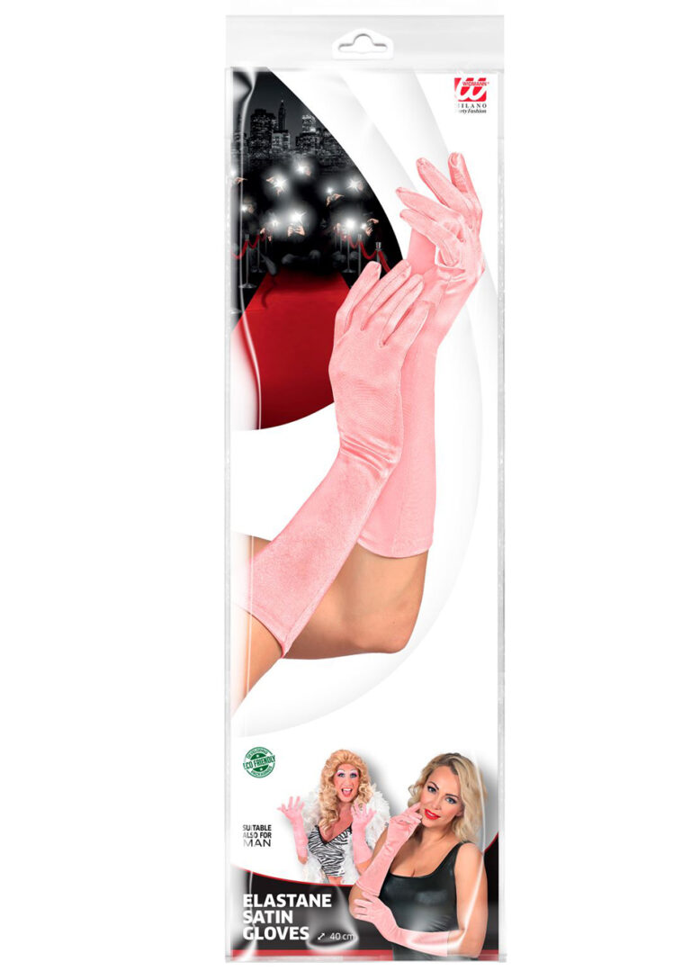 Gants Rose Clair Satinés – Accessoire Élasthanne Extensible