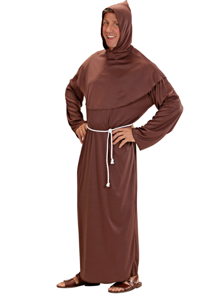 Déguisement de Moine – Robe Marron à Capuche, Ceinture Corde