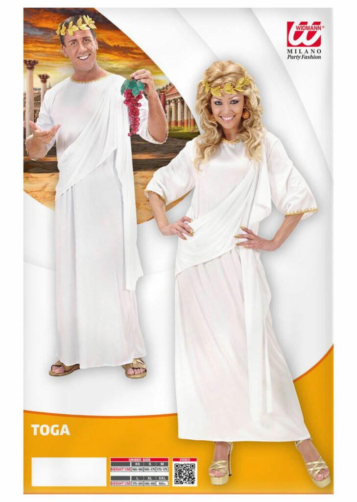 Déguisement de Romaine – Toge Blanche, Drapé et Galon Doré