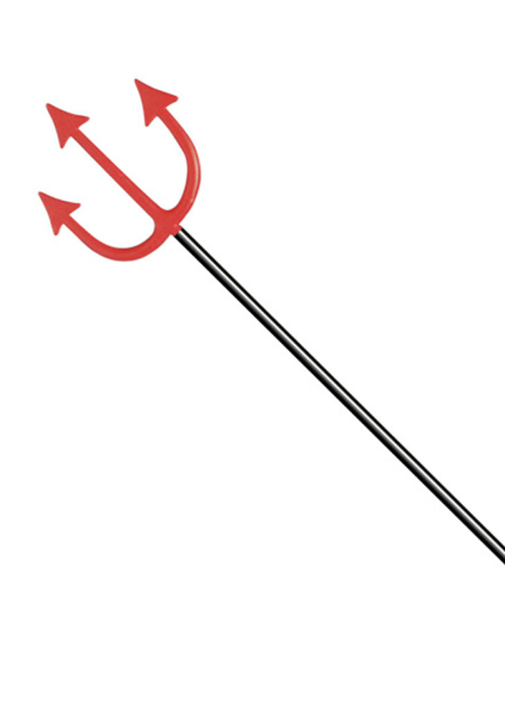 Fourche de diable – Trident rouge à pointes, manche PVC 120 cm
