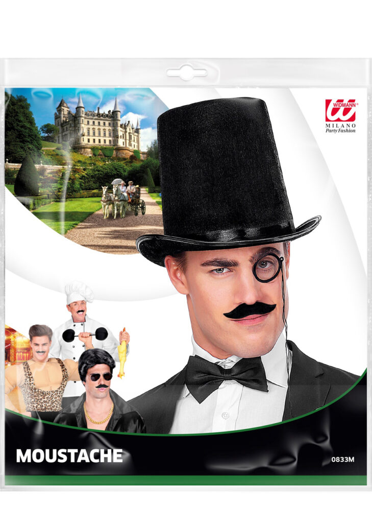 Moustache Gentleman Noire – Postiche Adhésif de Déguisement