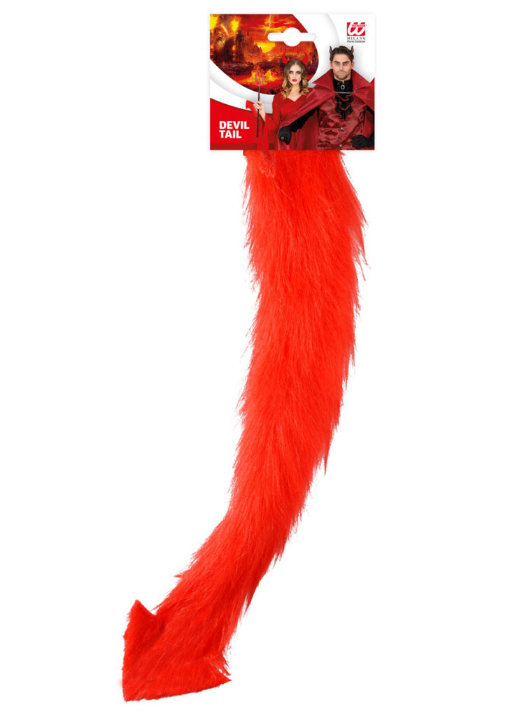 Queue de Diable – Fausse fourrure rouge, fixation élastique