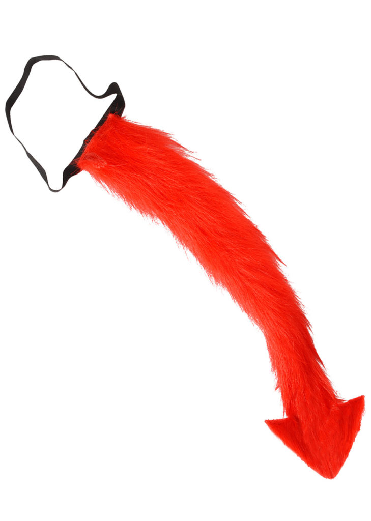 Queue de Diable – Fausse fourrure rouge, fixation élastique