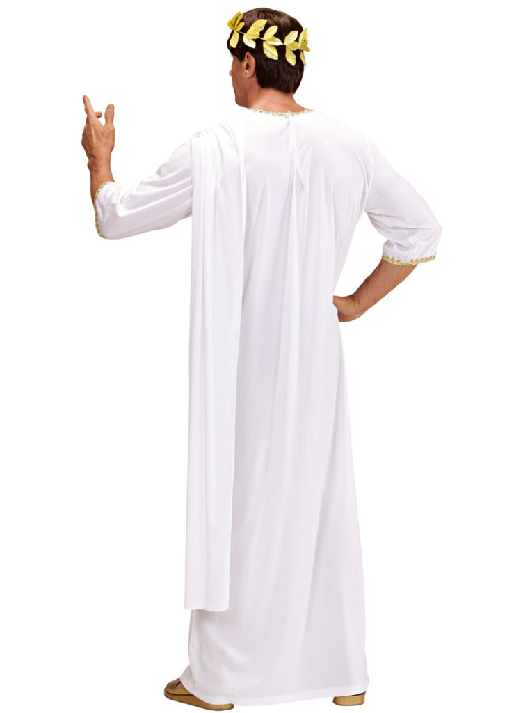 Toge Romaine – Blanche avec Drapé & Bordures Galon Doré