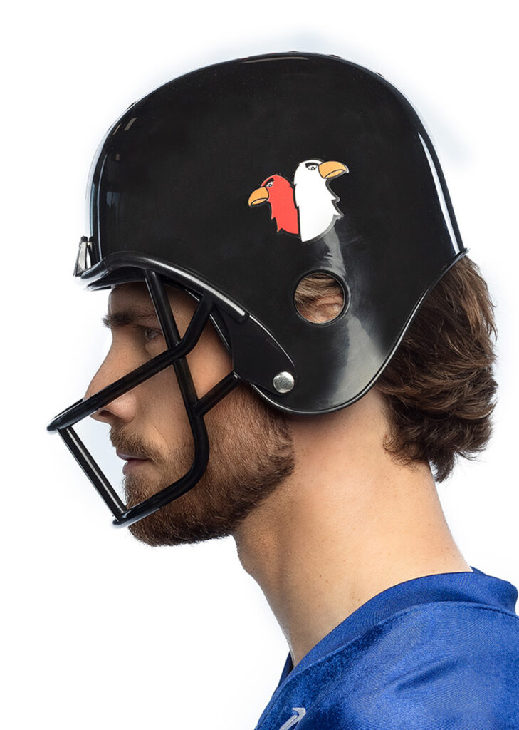 Casque Football Américain – Noir et Aigles sur les côtés