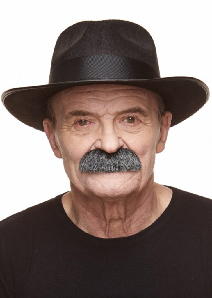 Moustache Grise Poivre et Sel Brosse – Postiche Adhésif, Qualité+