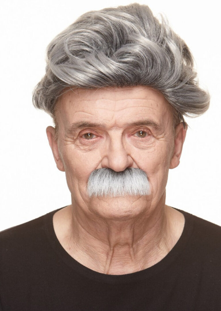 Moustache Grise Brosse – Postiche Adhésif, Qualité Supérieure