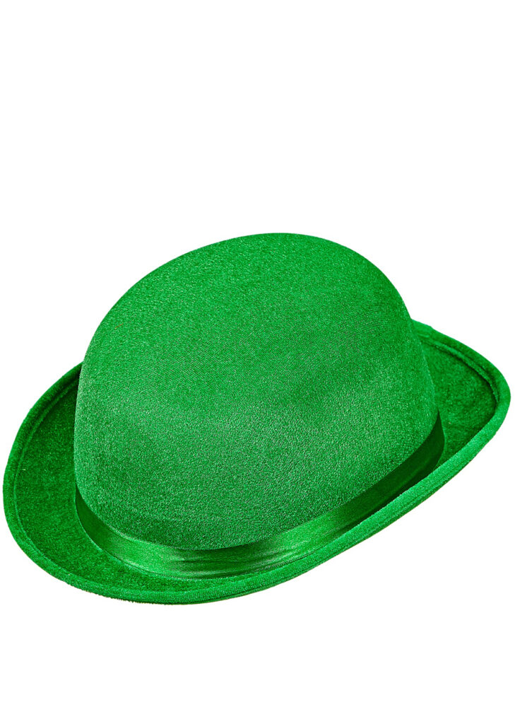 Chapeau Melon Vert Saint Patrick – Effet velouté, ruban vert satiné