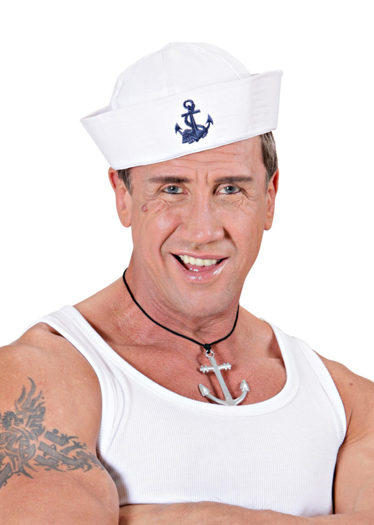 Bob Marin Blanc – avec Ancre Brodée Bleu Marine