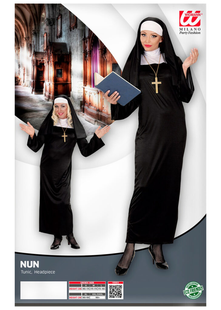 Déguisement Bonne Sœur – Robe Noire et Coiffe de Nonne