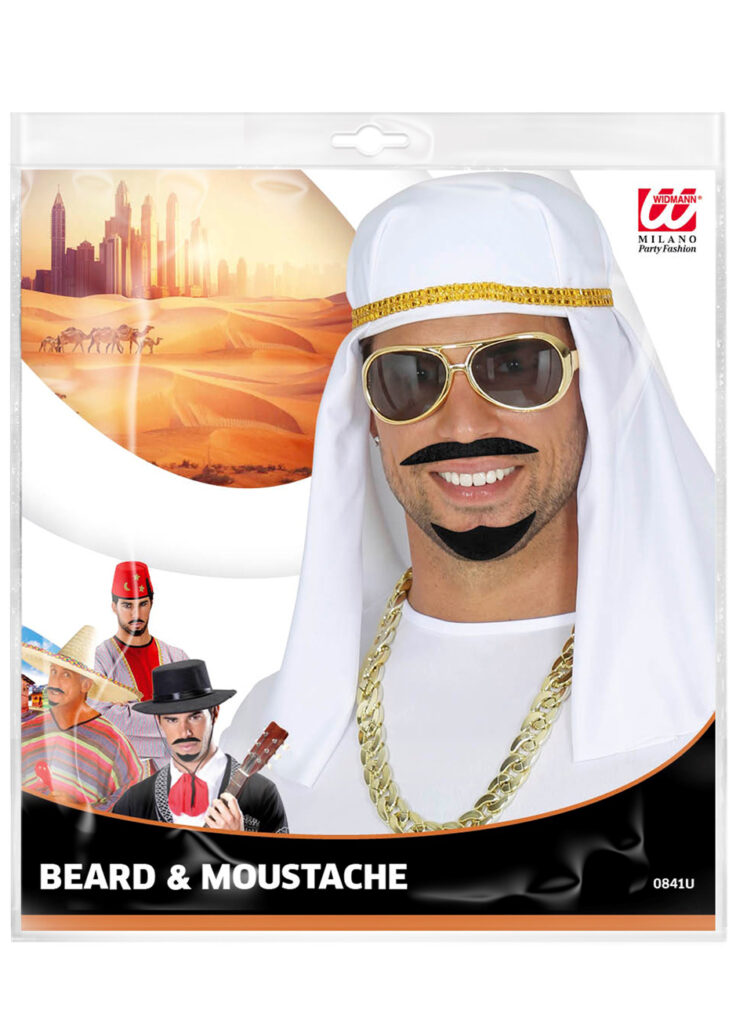 Moustache et Bouc Adhésifs – Postiche Noir, Style Oriental