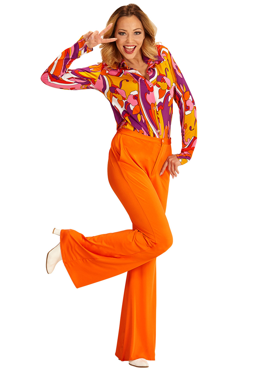 Déguisement Disco, Pantalon Groovy, Orange F - Aux Feux de la Fête - Paris