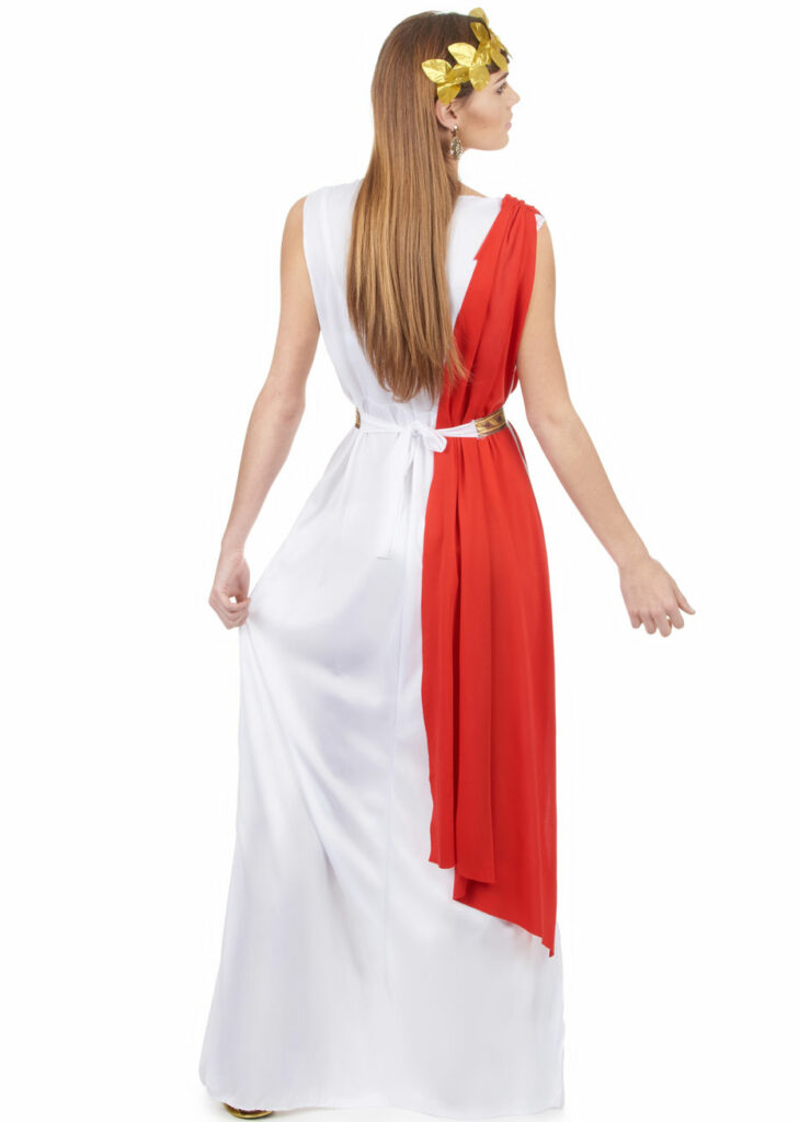 Déguisement de Romaine – Robe avec Toge Rouge et Lauriers