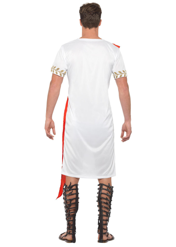 Déguisement de Romain – Robe Courte, Feuilles Dorées & Toge