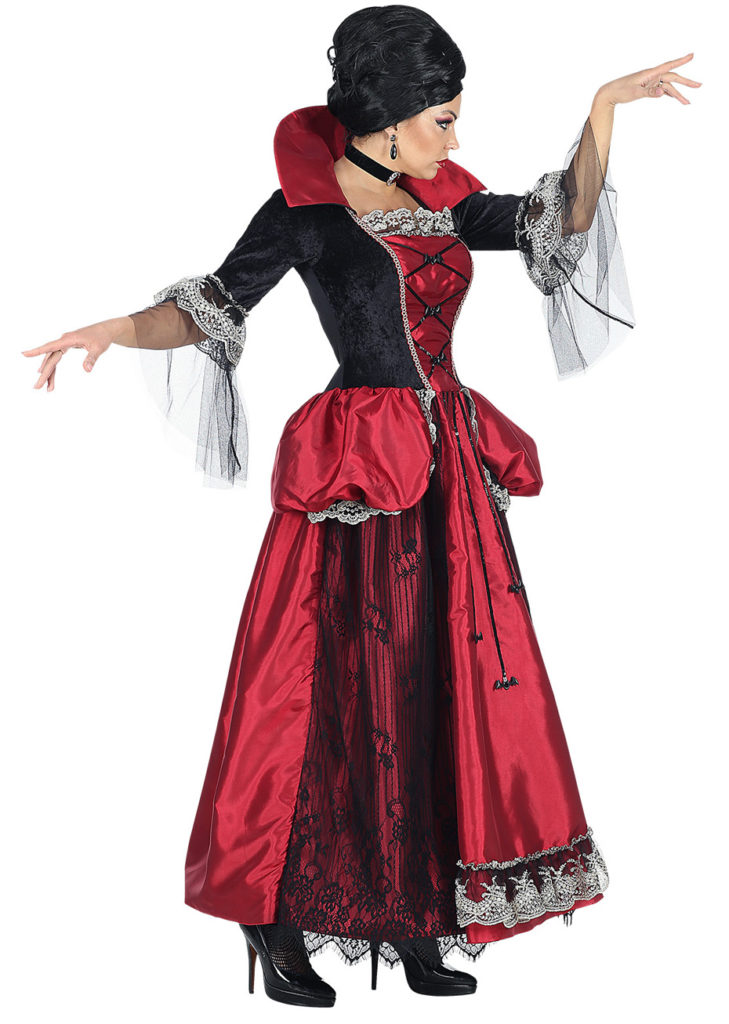 Déguisement de Vampire Femme – Robe Dentelle avec Crinoline et Tour de Cou