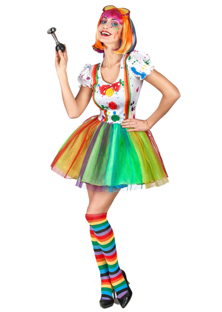 Déguisement Clown Tutu - Robe Multicolore avec Jupon en Tulle