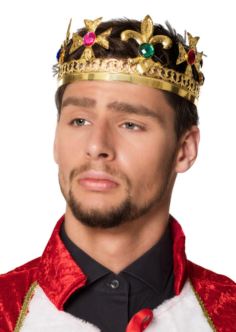 Couronne De Roi – Métal doré ciselé avec pierres de couleurs