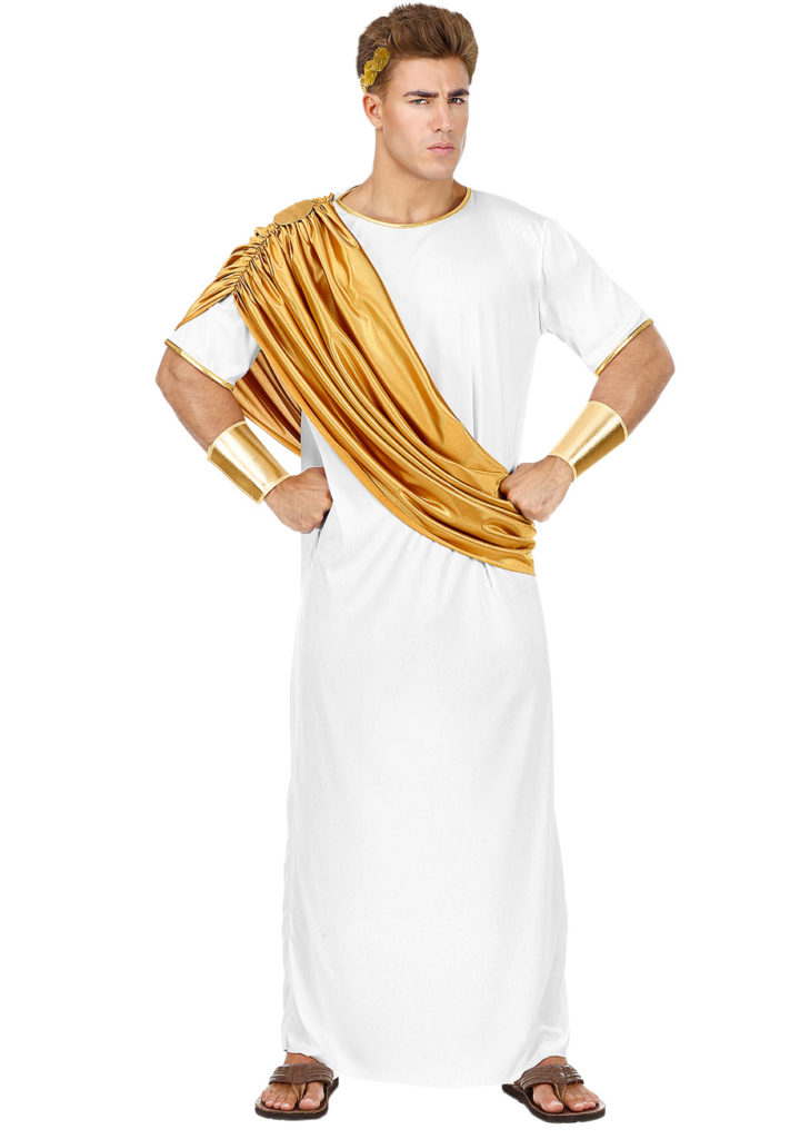Déguisement de Romain, Toge Blanche et Drapé Or - Aux Feux de la Fête ...