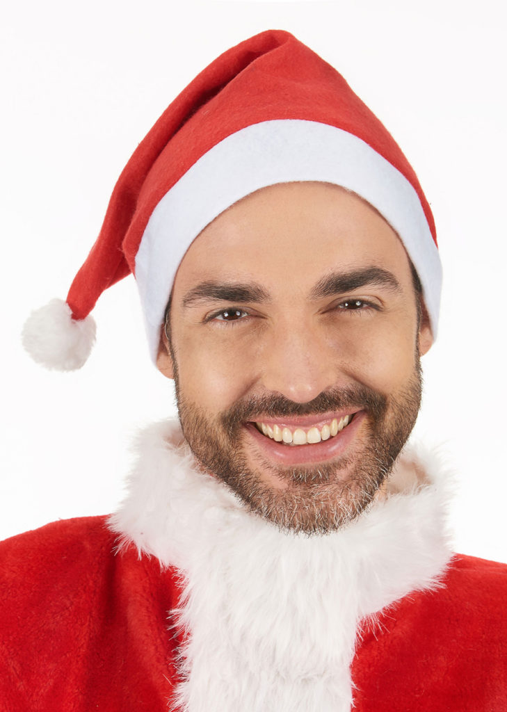 Bonnet de Noël en Feutrine – Rouge et Blanc avec Pompon