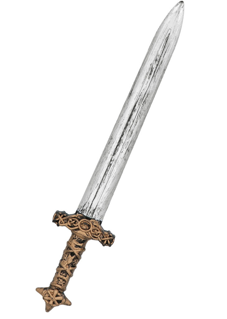 Épée Médiévale – Effet Fer Vieilli et Manche Décoré, 59 cm