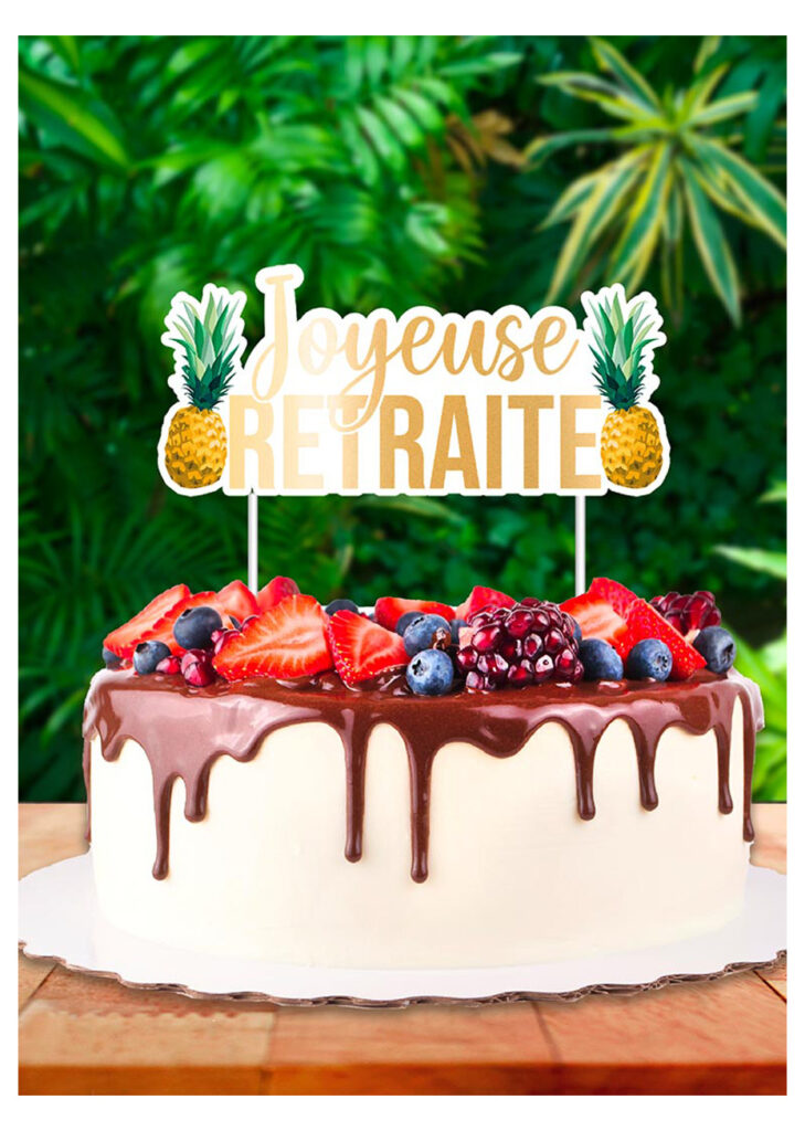 Décoration Gâteaux, Cake Topper, Retraite - Aux Feux de la Fête