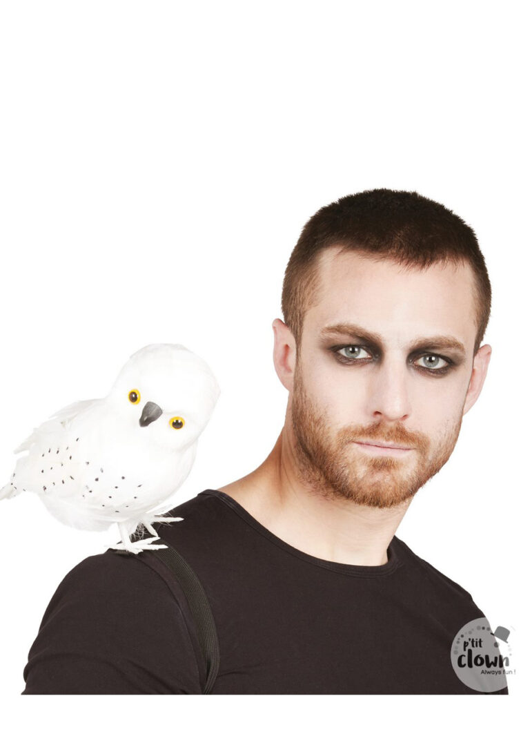 Chouette blanche Edwige – Accessoire à plumes, épaule ou déco