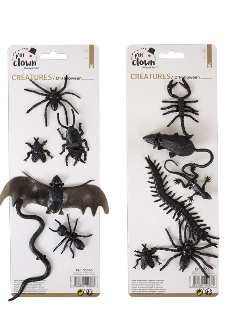 Insectes Halloween – Lot de bestioles effrayantes en plastique