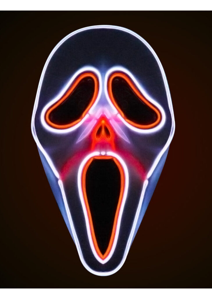 Masque Scream Lumineux – Éclairage LED rouge à trois modes