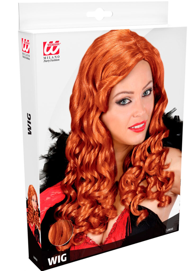 Perruque Rousse – Longs Cheveux Bouclés sans Frange – Femme