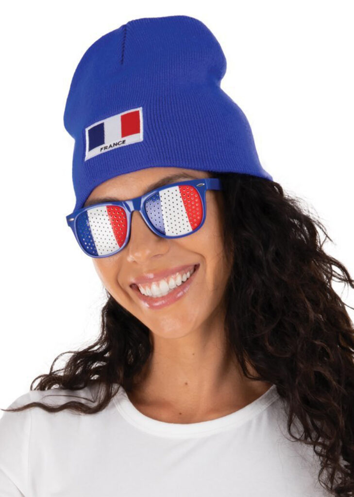 Bonnet Supporter Bleu – Écusson Drapeau Français