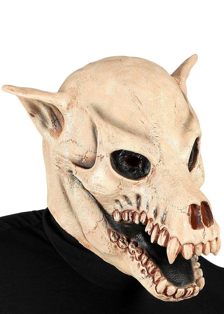 Masque Squelette Chien – Latex complet avec gueule ouverte